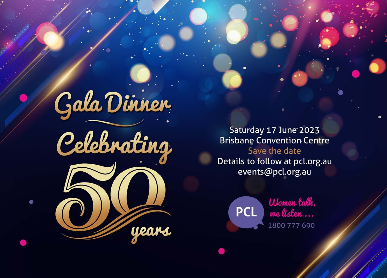 50 year celebration dinner – date claimer – Pregnancy Counselling Link